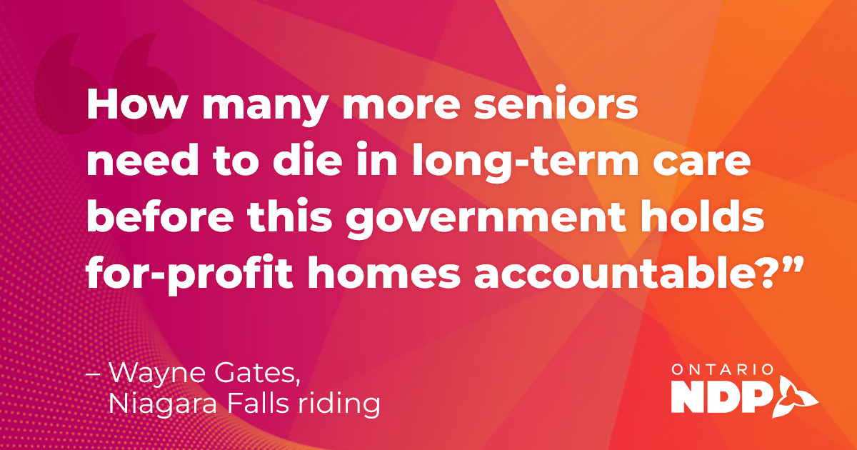 MPP Gates questions Ford government for Long-Term Care inspection ...