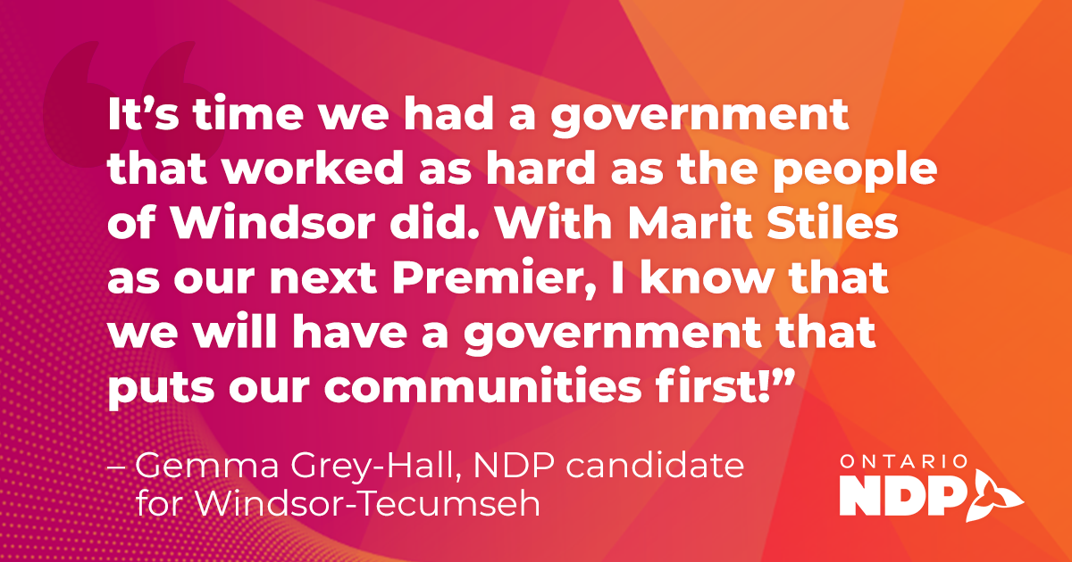 Gemma Grey-Hall nominated to be the Ontario NDP candidate in Windsor ...